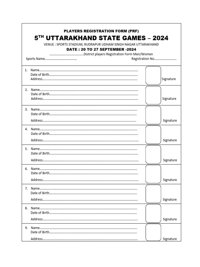 Players Registration Form | PDF