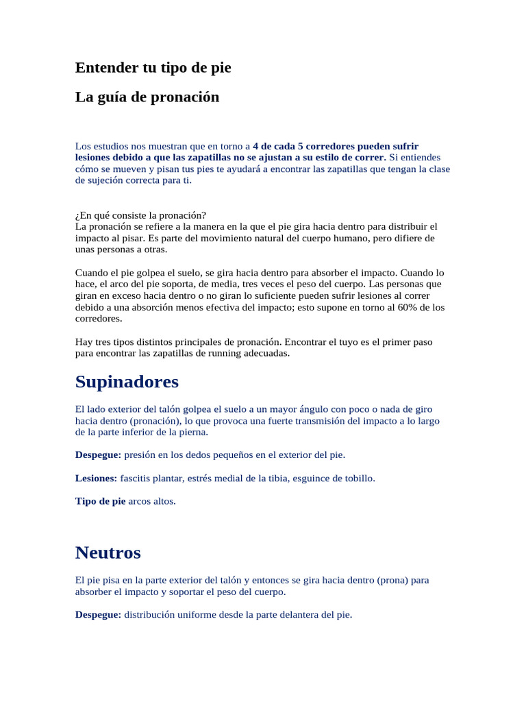 ¿Qué Es La Pronación y Por Qué Importa - ASICS | PDF | Corriendo ...