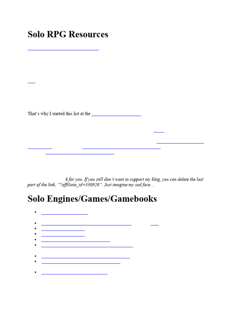 Solo RPG Resources | PDF