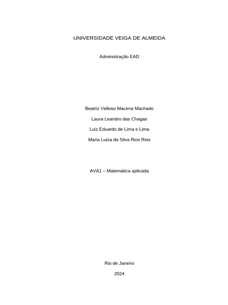 AVA1 - Matematica aplicada (2) | PDF AVA1 - Matematica aplicada (2) | PDF