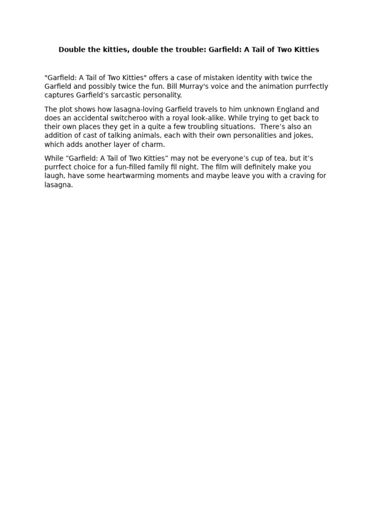 Garfield A Tail of Two Kitties | PDF