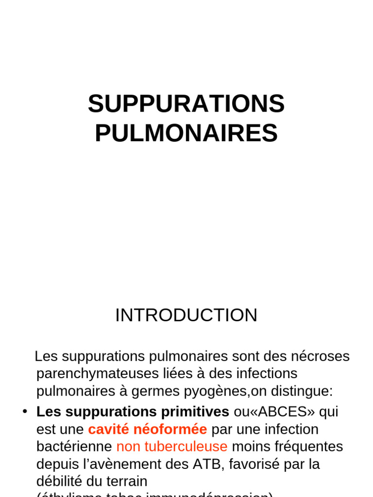 Suppuration Pulmonaire | PDF