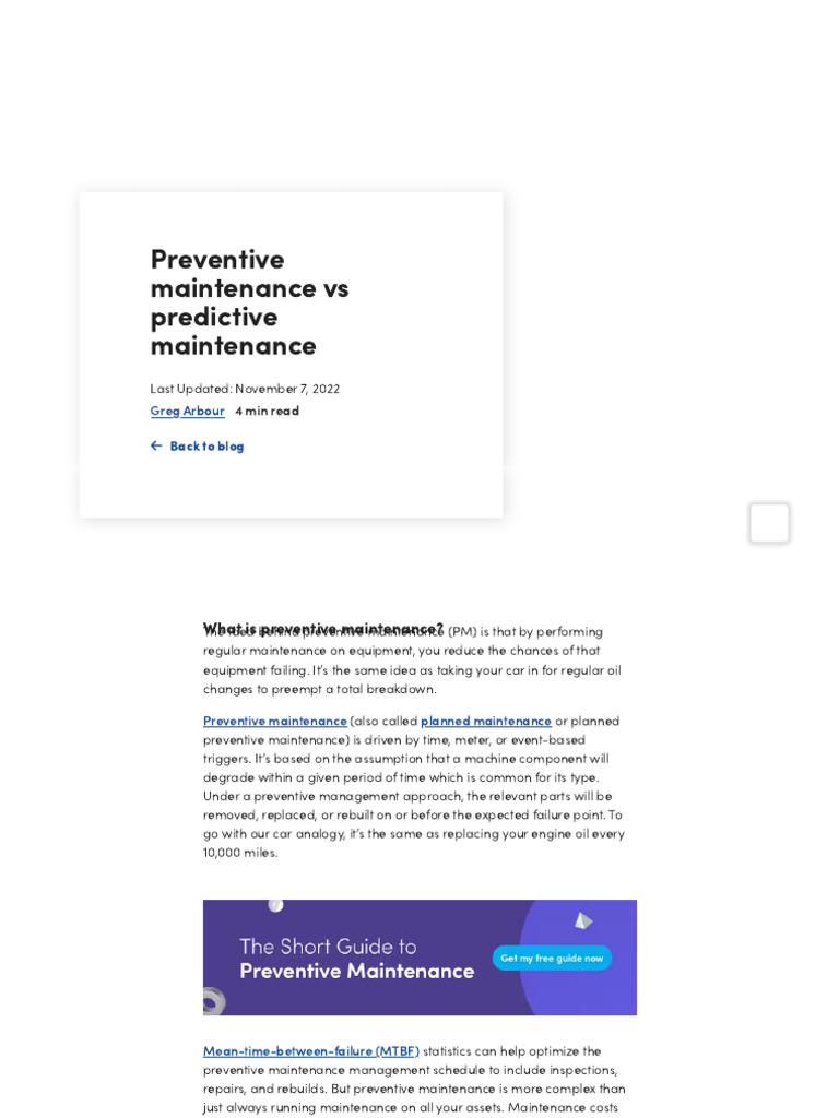 Preventive Maintenance Vs Predictive Maintenance - Fiix | PDF