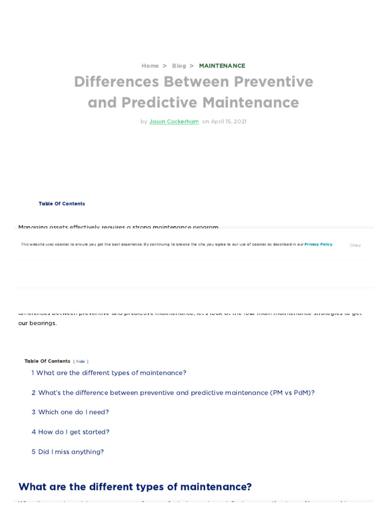Difference Between Preventive & Predictive Maintenance (PM Vs PDM) - Heavy Equipments | PDF