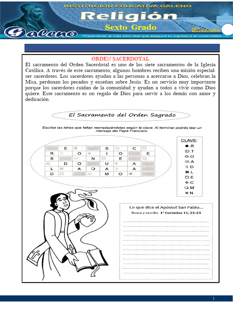 6 Ficha de Religi N Orden Sacerdotal y Unci N de Los Enfermos | PDF