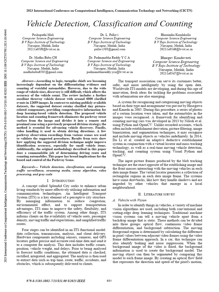 Vehicle Detection Classification And Counting Pdf