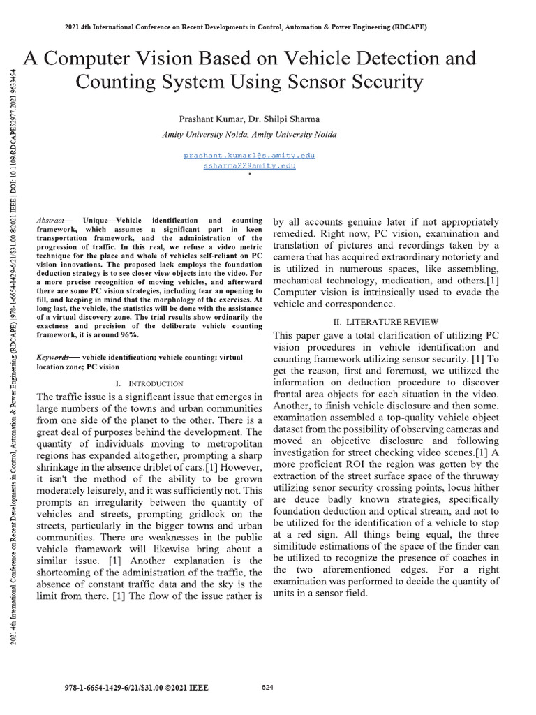 A Computer Vision Based On Vehicle Detection and Counting System Using ...