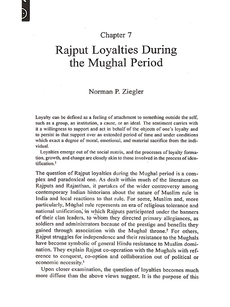 Rajput Loyalties During The Mughal Period | PDF