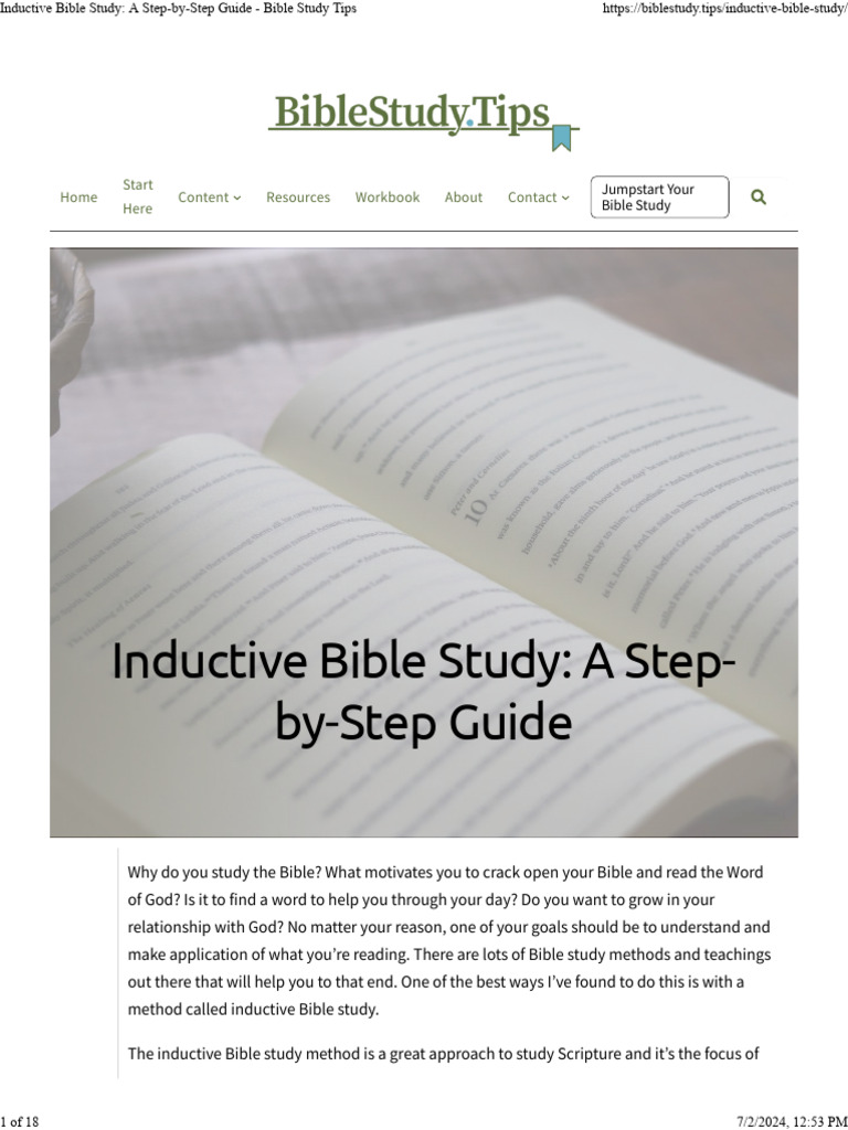 Inductive Bible Study - A Step-by-Step Guide - Bible Study Tips | PDF ...