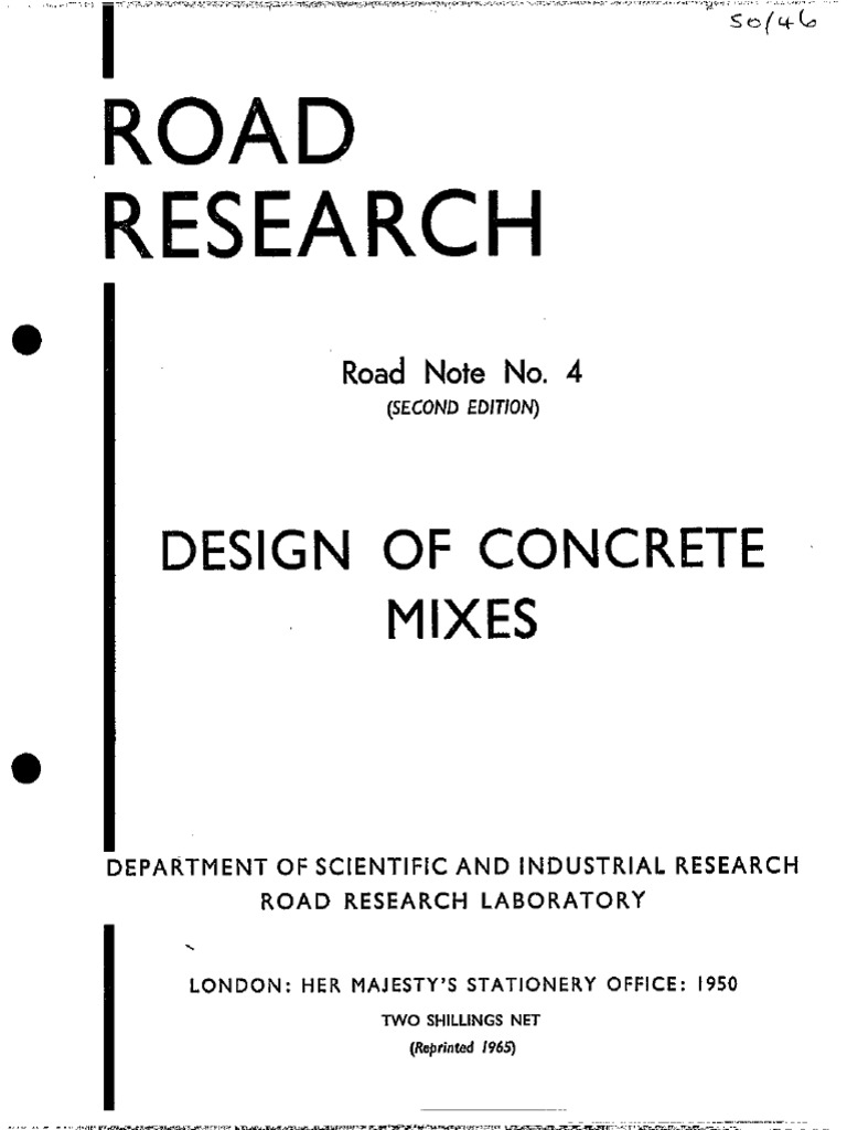 Road Note 04 (2nd Edition) Design of Concrete Mixes | PDF