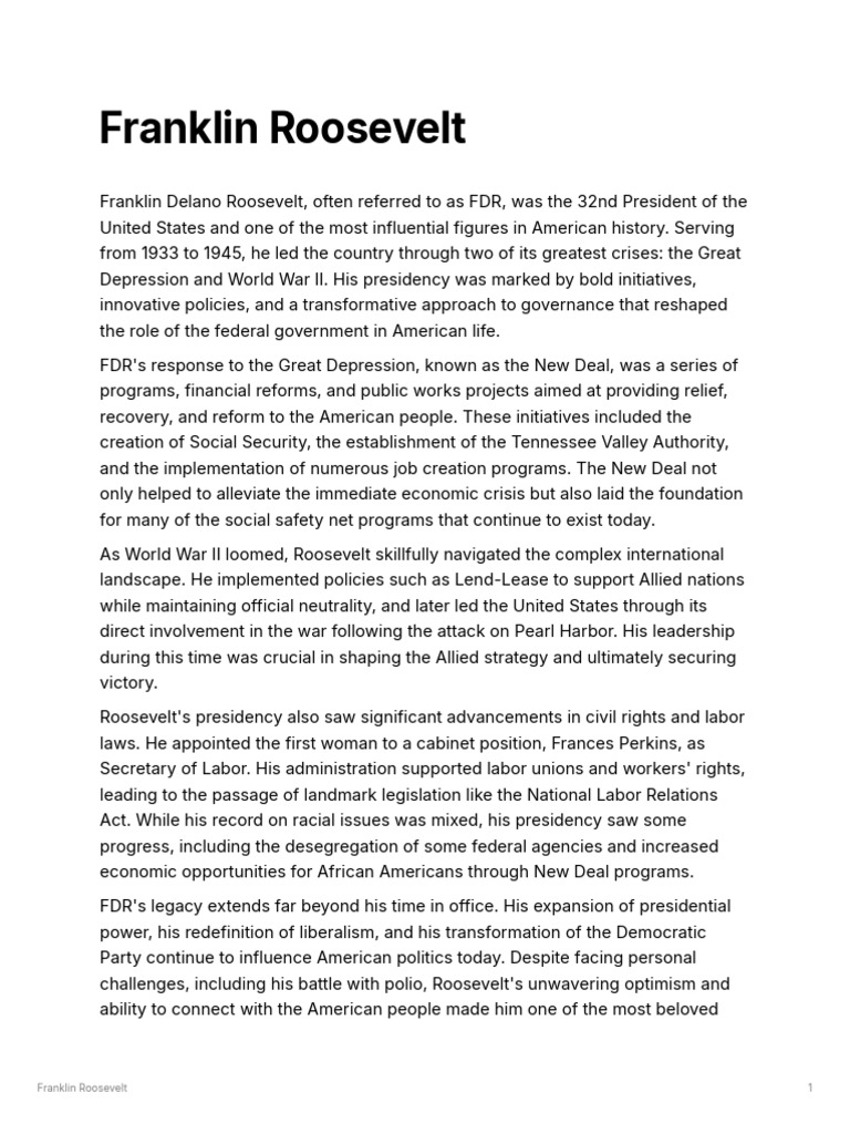 Franklin Roosevelt | PDF