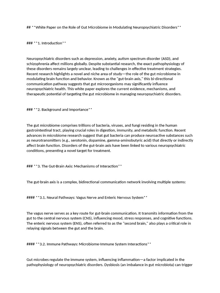 Depression and Anxiety Gut Microbiome | PDF