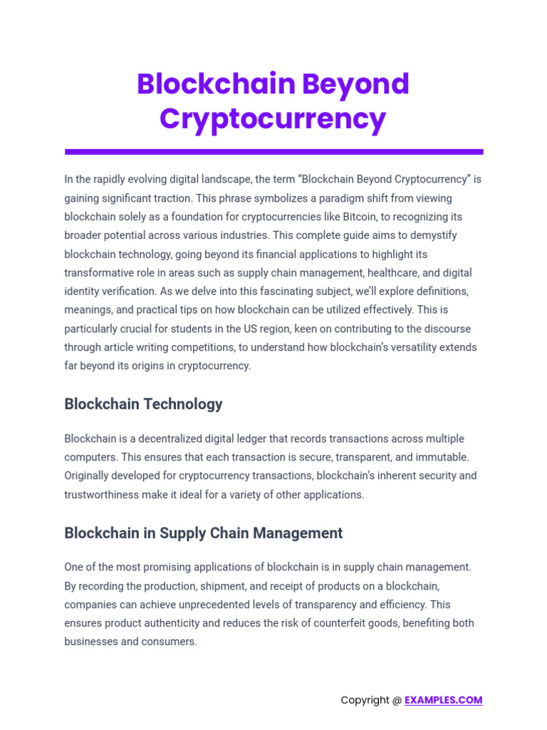 Blockchain Beyond Cryptocurrency | PDF