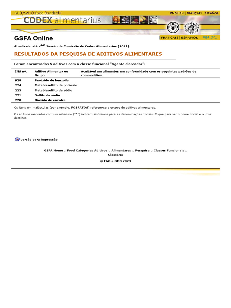 Agente Clareador GSFA | PDF