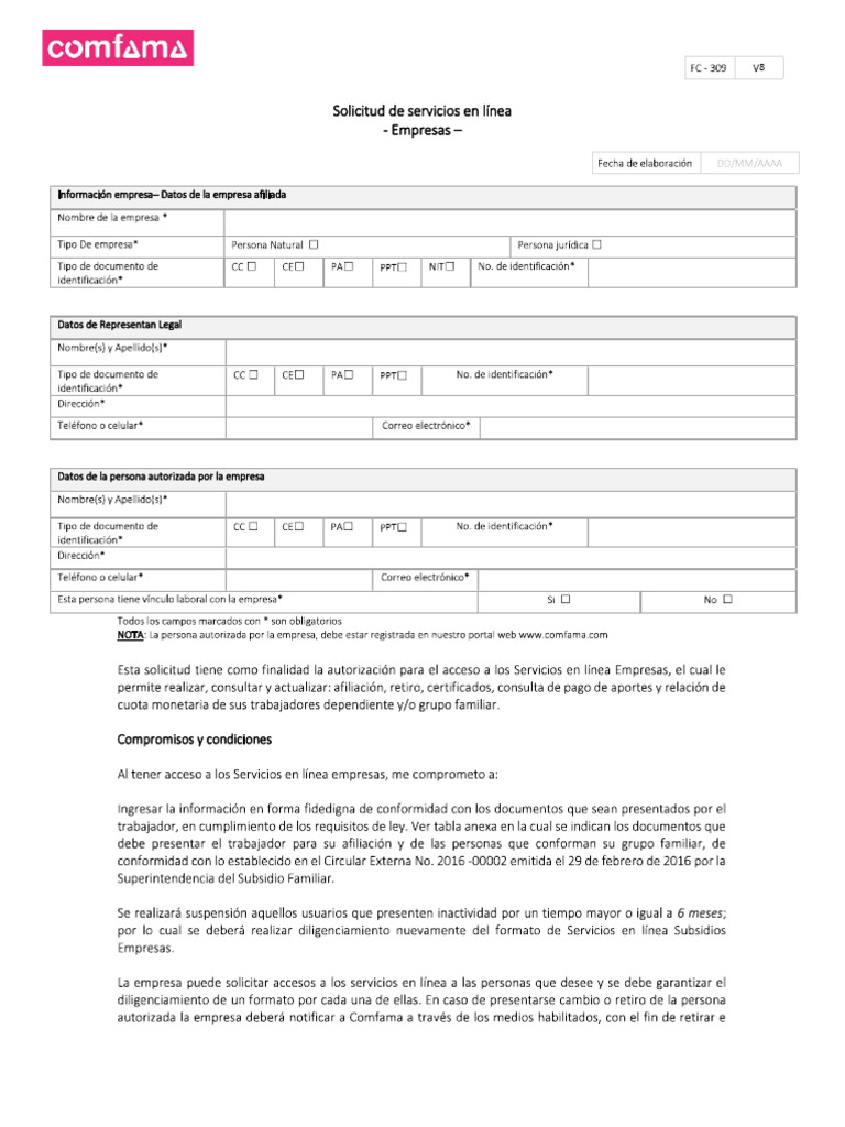 Solicitud Comfama | PDF