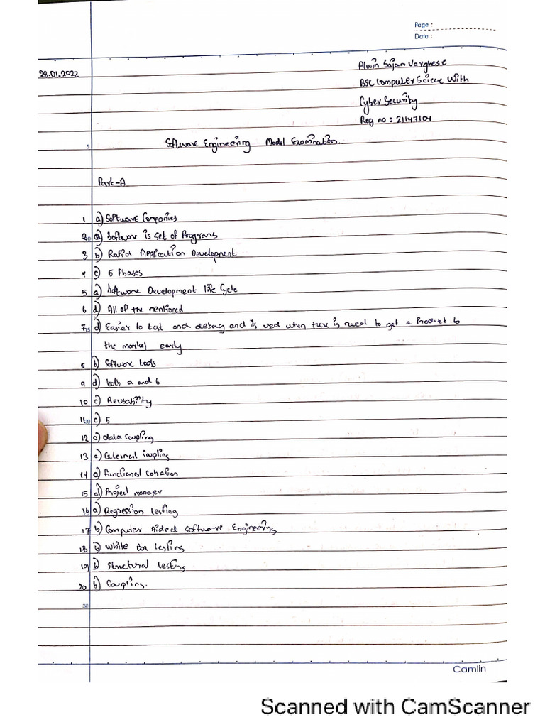 Software engineering model examination | PDF