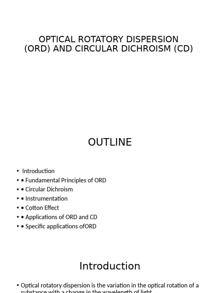 Optical Rotatory Dispersion (ORD) | PDF