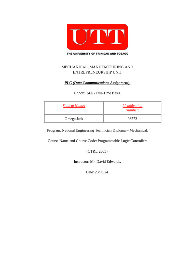 PLC (Data Communications Assignment) . | PDF | Computer Network | Business