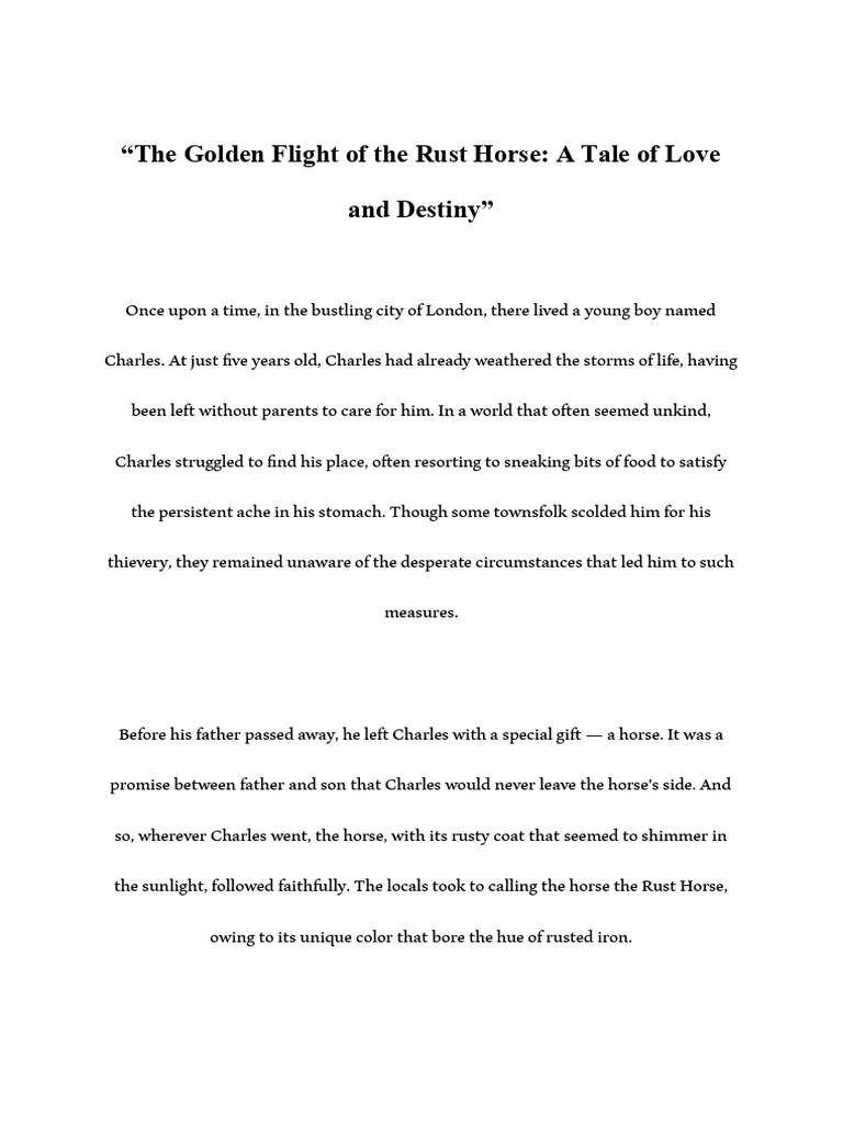 The Golden Flight of The Rust Horse: A Tale of Love and Destiny | PDF ...
