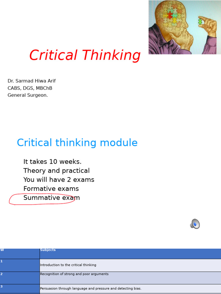 Critical Thinking 1 | PDF