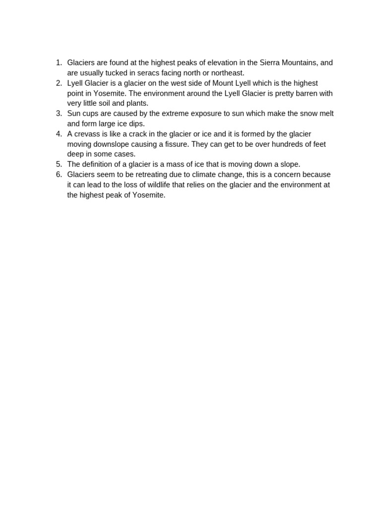 Glaciers Worksheet | PDF
