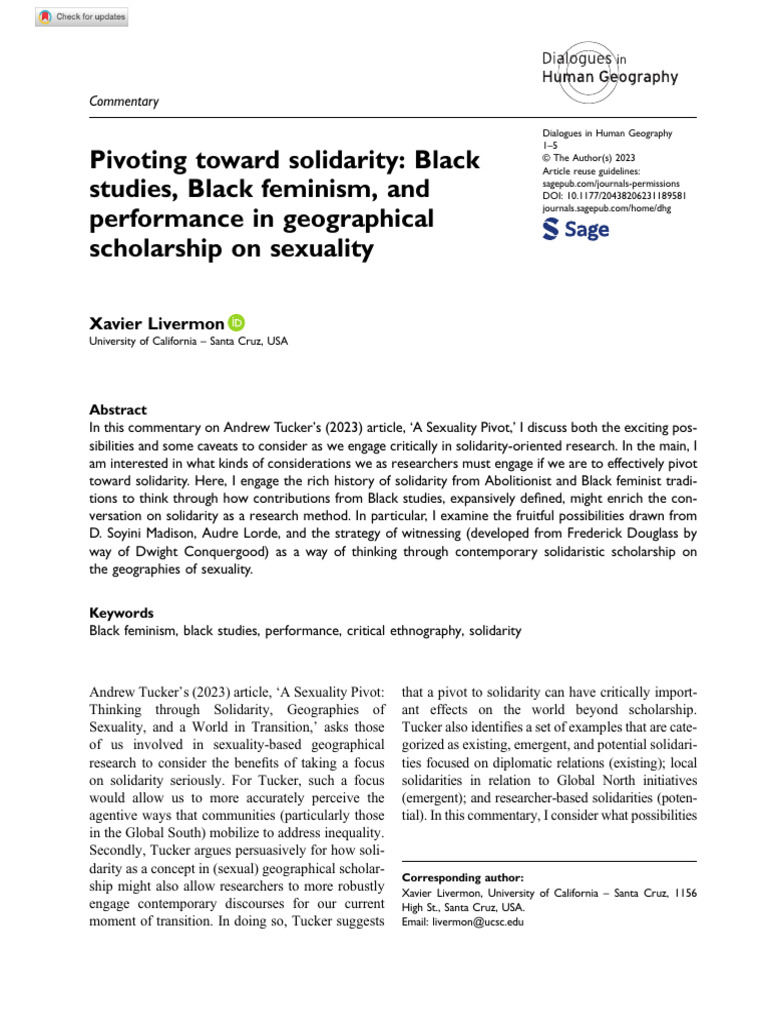 Livermon 2023 Pivoting Toward Solidarity Black Studies Black Feminism ...