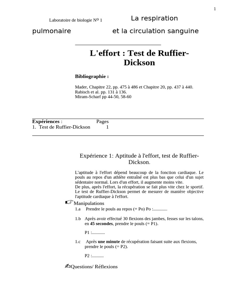 Test Ruffier-Dickson 2OS 2 | PDF