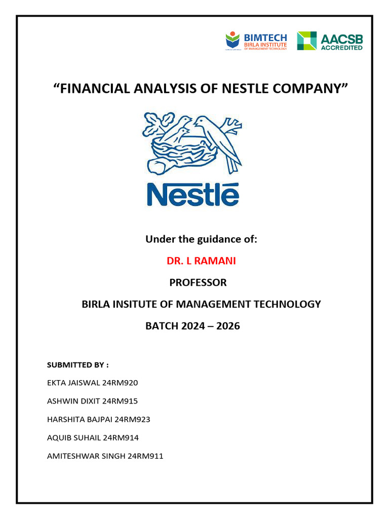 FINANCIAL ANALYSIS OF NESTLE COMPANY | PDF