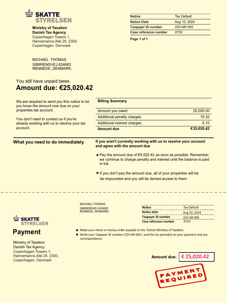 Denmark Ministry of Taxation Tax Default 942480243 | PDF | Taxes ...