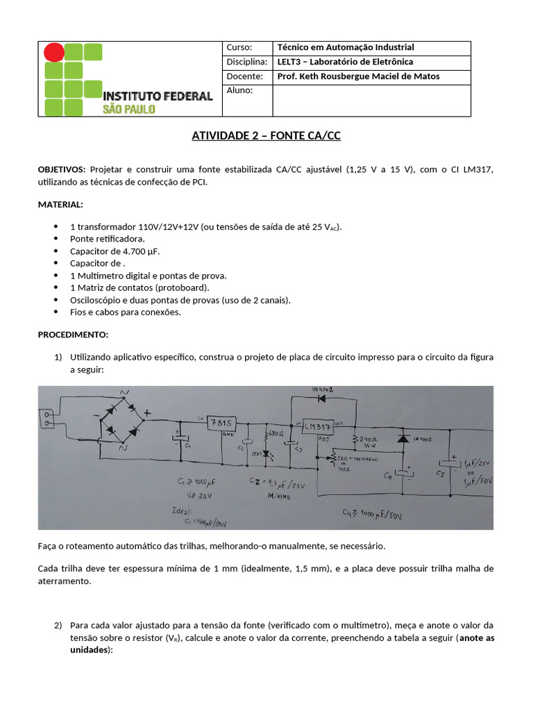 Eletronica Lab Ativ Fonte | PDF