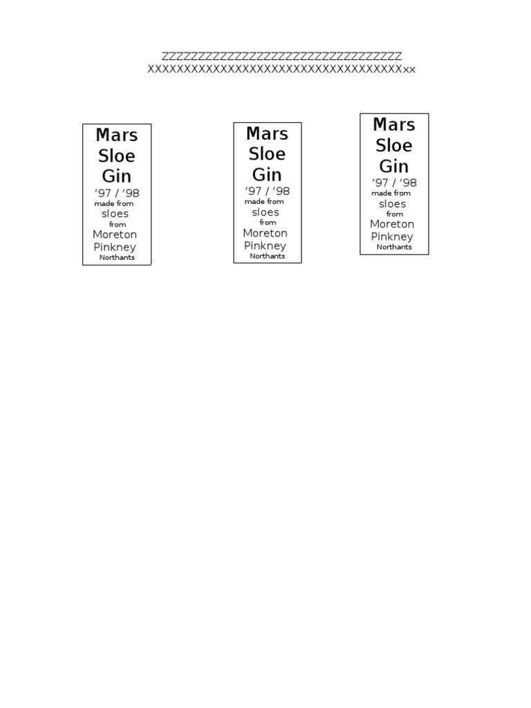 Sloe Jin Label | PDF | Cooking, Food & Wine