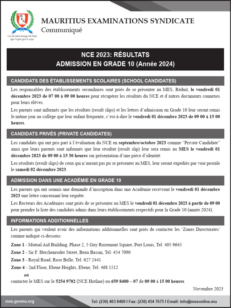 NCE Result Press Notice | PDF