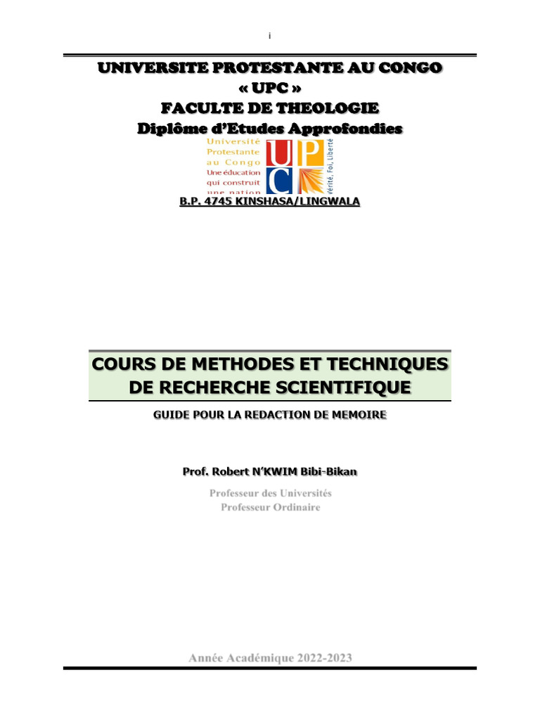 Cours de Methodes Et Techniques de Recherche Scientifique (Dea Upc 2022-2023) | PDF
