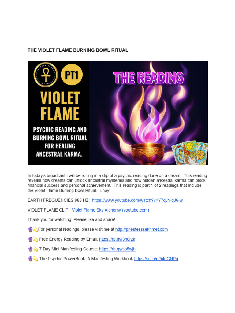 The Violet Flame Burning Bowl Ritual PT1 | PDF