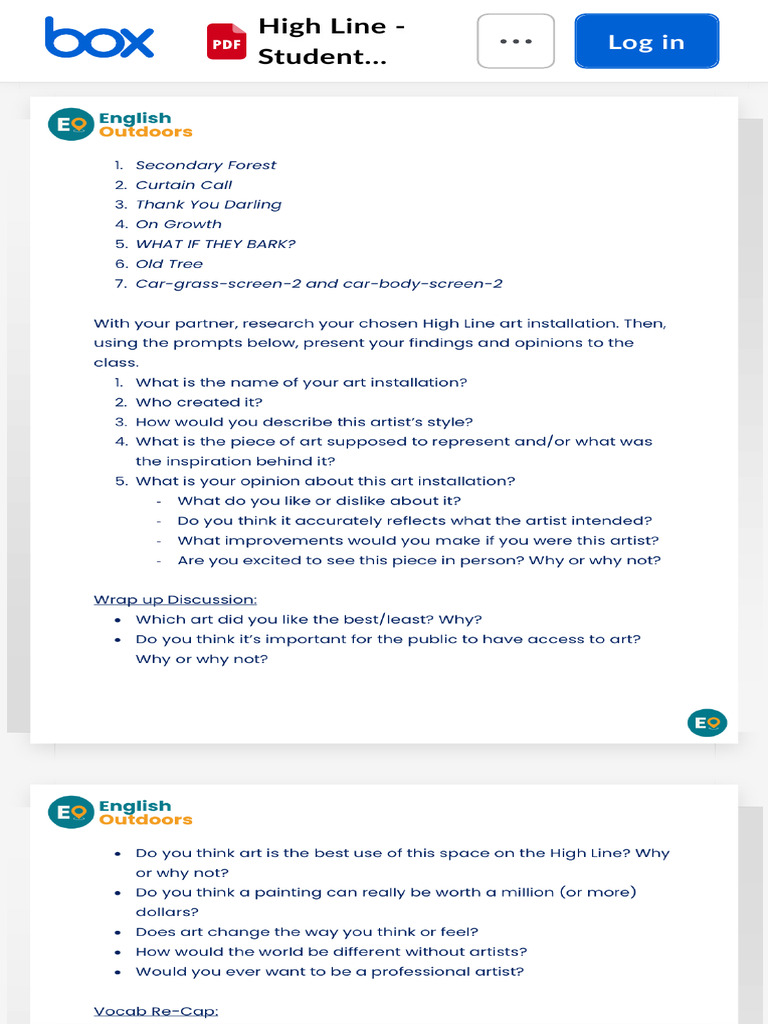 High Line - Student Copy - PDF Powered by Box | PDF