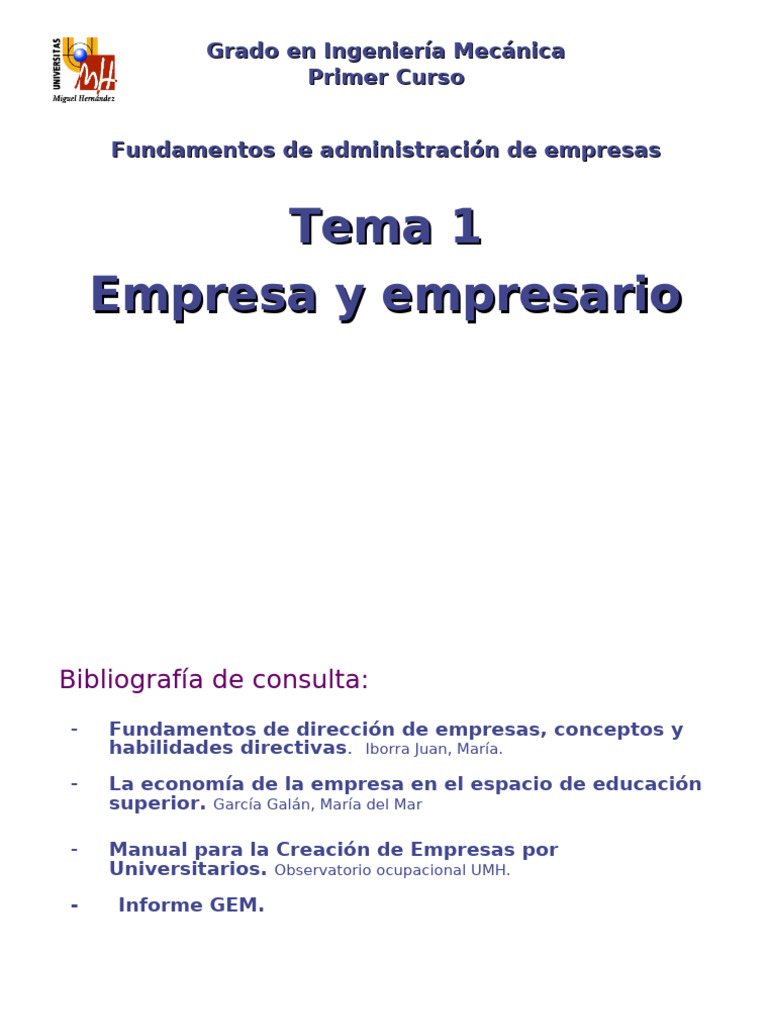 TEMA 1 Empresa y Empresario | PDF