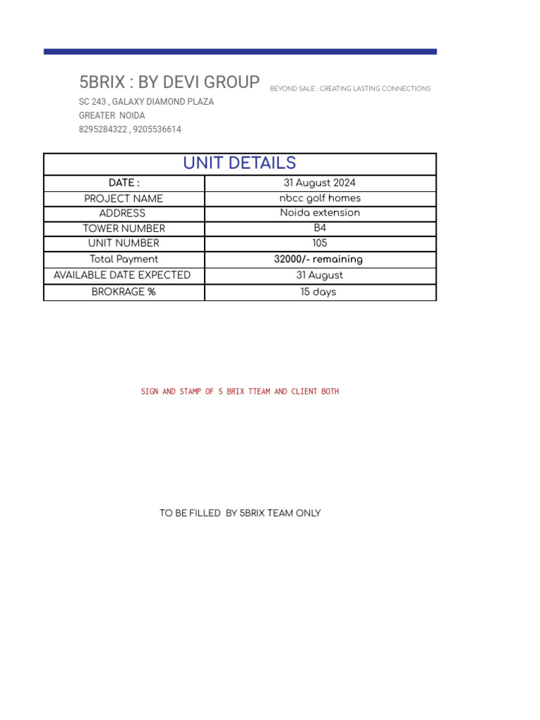 5 Brix Booking Checklist-5 | PDF