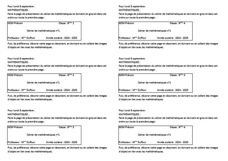 Présentation Du Cahier | PDF