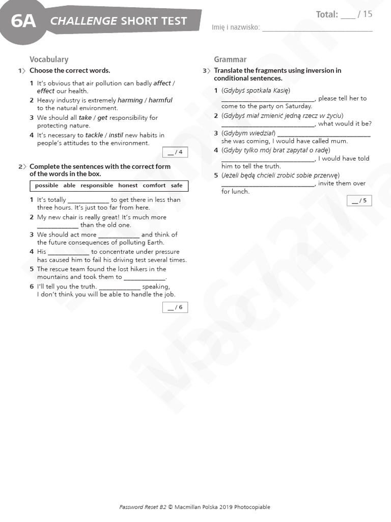 Password Reset B2 CST 6A | PDF