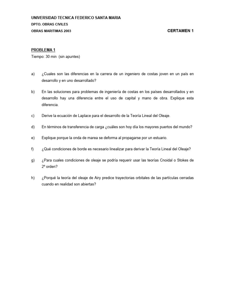 Certamen N°1 - Utfsm - 2003 | PDF