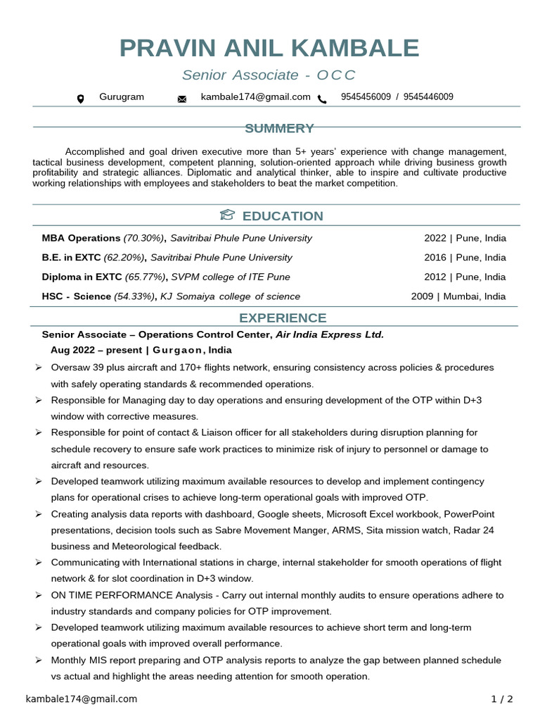 Pravin Kambale RESUME | PDF