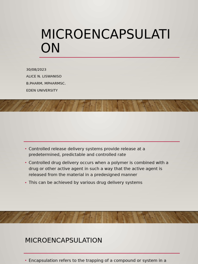 Unit 3 - Microencapsulation 1 | PDF