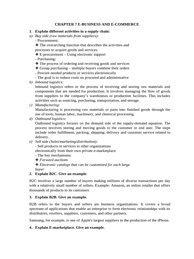 Chapter 7 E-Business E-Commerce | PDF