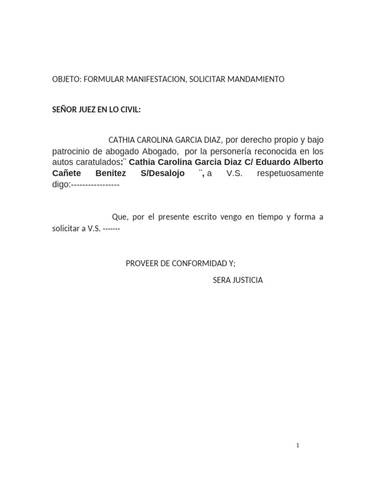 Solicitar Mandamiento Cathia Garcia | PDF Solicitar Mandamiento Cathia Garcia | PDF