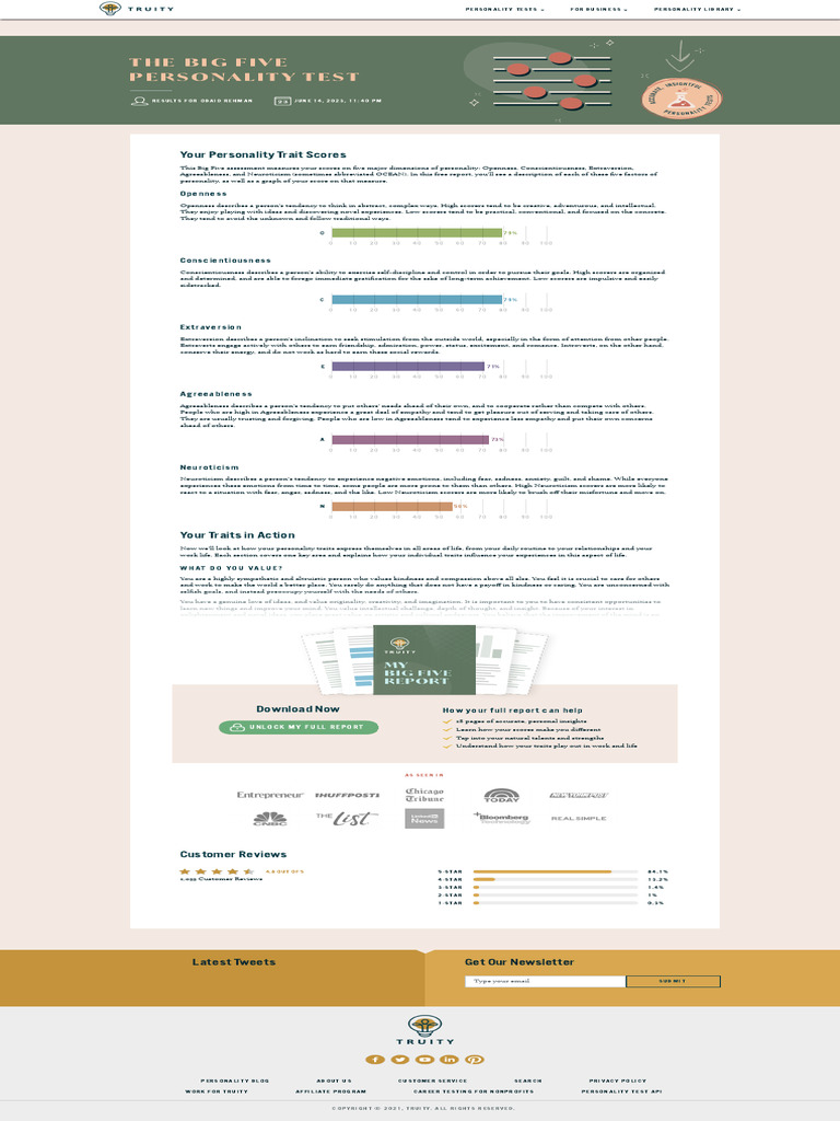 The Big Five Personality Test _ Truity | PDF