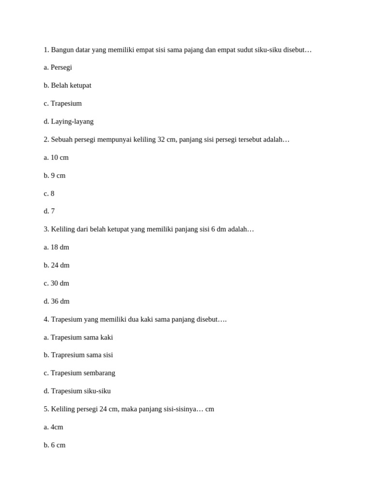 soal latihan SAT MTK | PDF
