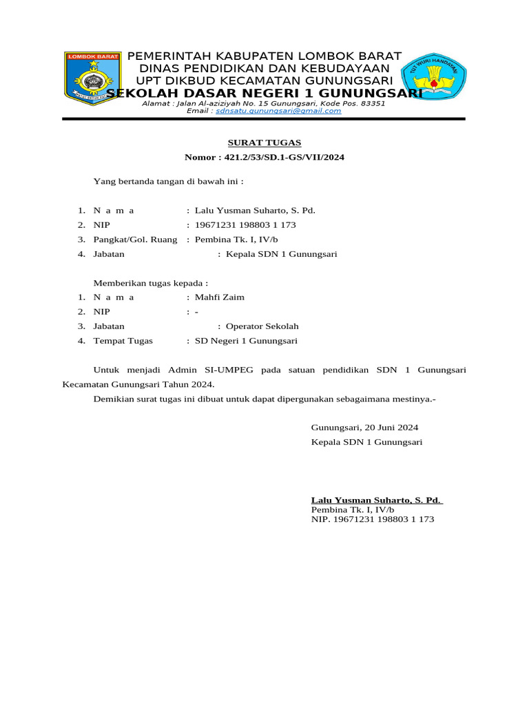 Surat Tugas Si-Umpeg 2024 | PDF