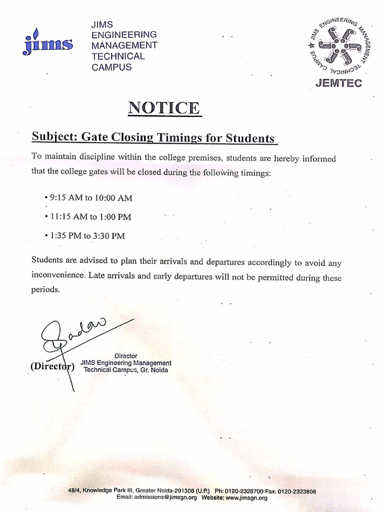 Notice for Gate Timing | PDF