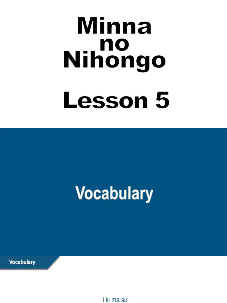 Lesson 5 Mina No Nihongo-1 | PDF