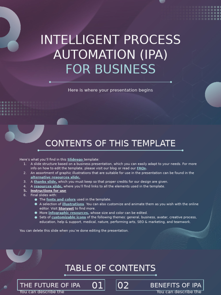 Intelligent Process Automation (IPA) for Business by Slidesgo | PDF
